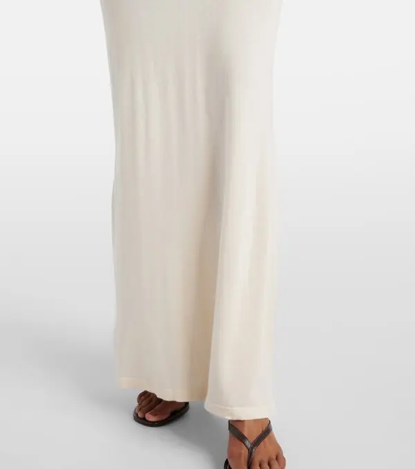 AYA MUSE Knitted Silk And Cashmere Maxi Dress - Beige