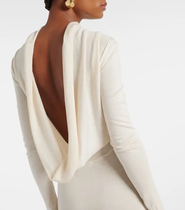 AYA MUSE Knitted Silk And Cashmere Maxi Dress - Beige