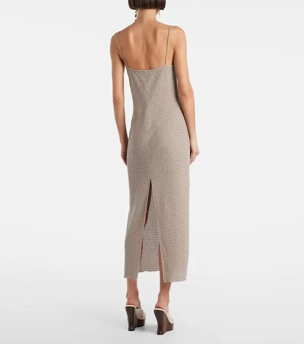 Magda Butrym Floral-appliqué Crêpe Midi Dress - Beige