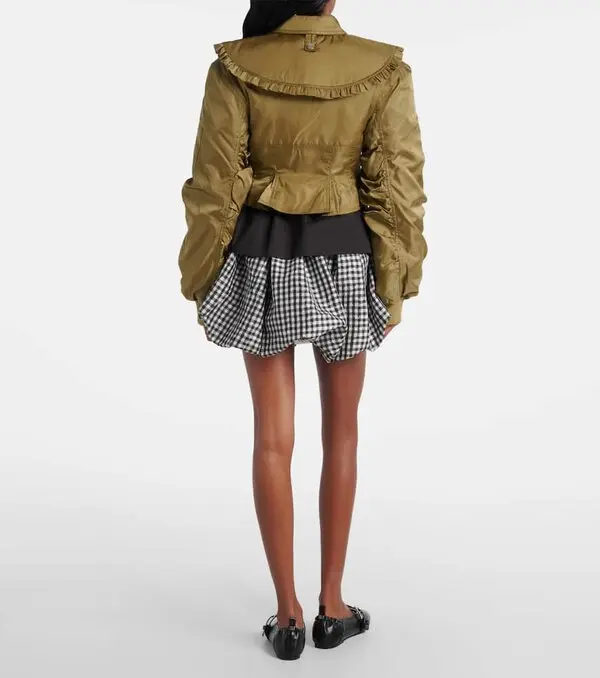 GANNI Cropped Ruched Bomber Jacket