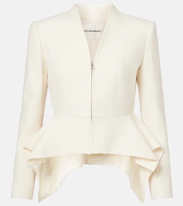 Roland Mouret Bouclé Peplum Jacket - White