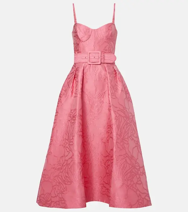 Rebecca Vallance Petra Floral Jacquard Cocktail Dress In Pink - 40% Off |  Editorialist