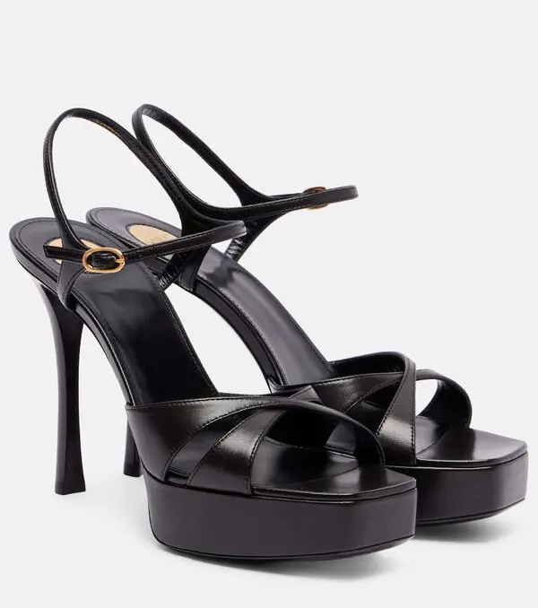 Saint Laurent Debbie 110 Leather Platform Sandals