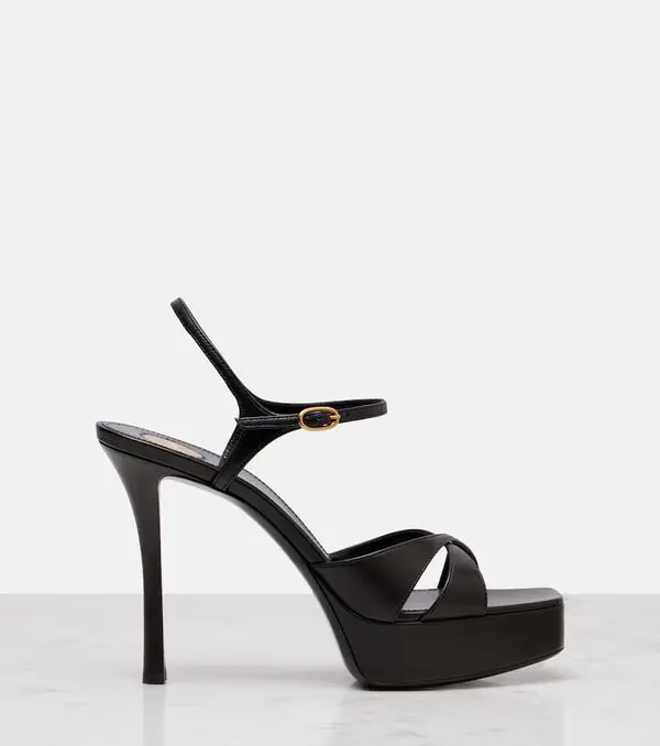 Saint Laurent Debbie 110 Leather Platform Sandals