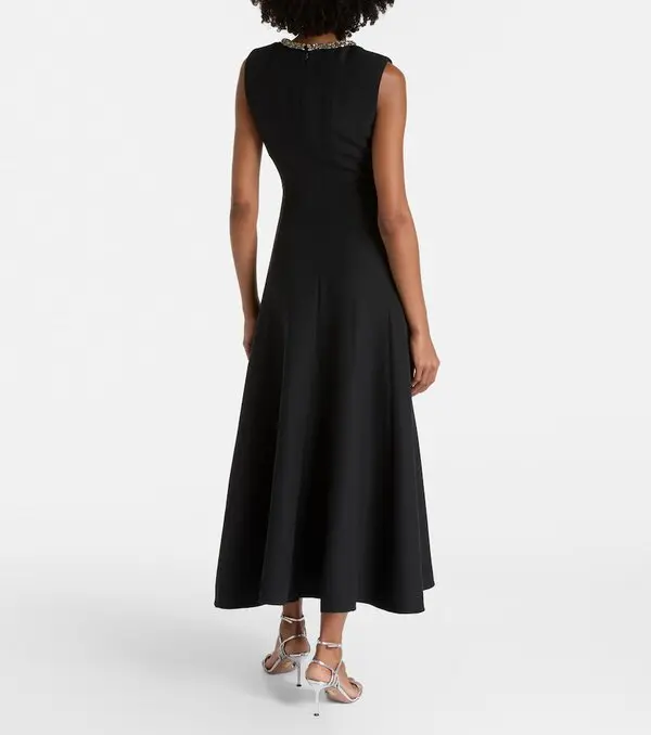 Roland Mouret Embellished Wool And Silk Midi Dress - Black