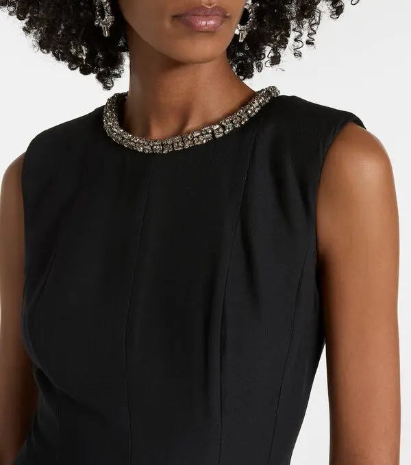 Roland Mouret Embellished Wool And Silk Midi Dress - Black