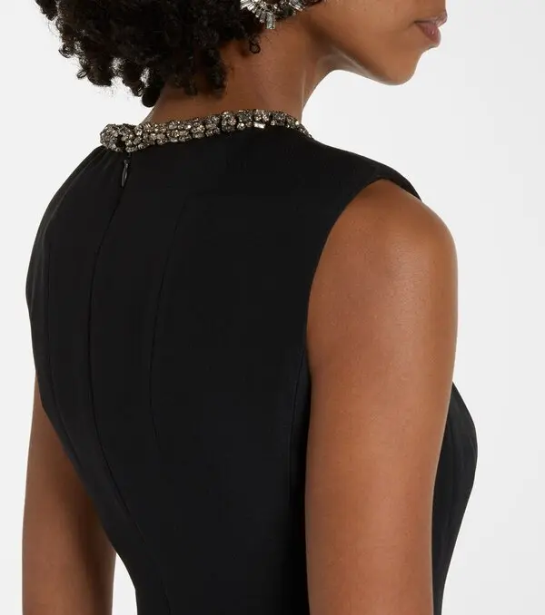 Roland Mouret Embellished Wool And Silk Midi Dress - Black