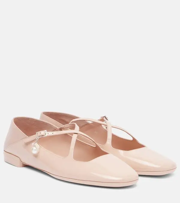 JIMMY CHOO Eleri Patent Leather Ballet Flats - Pink