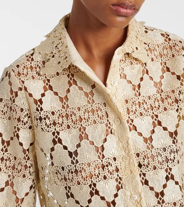 FRAME Lace Button-down Shirt