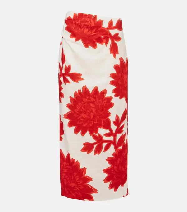 Sir The Label Floral Linen Midi Skirt - White