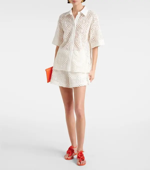 SIR. Crochet Cotton-blend Shirt - White