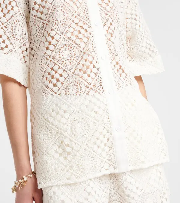 SIR. Crochet Cotton-blend Shirt - White