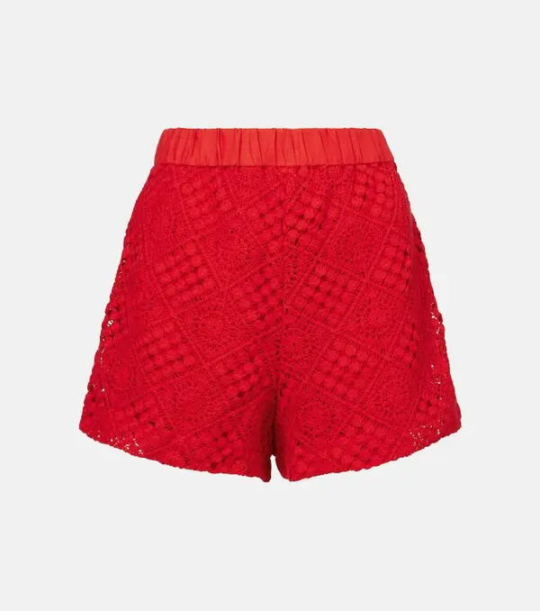 SIR. Crochet High-rise Cotton-blend Shorts - Red
