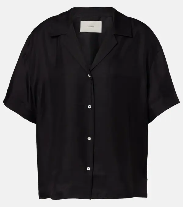 Asceno Prague Silk Twill Shirt - Black