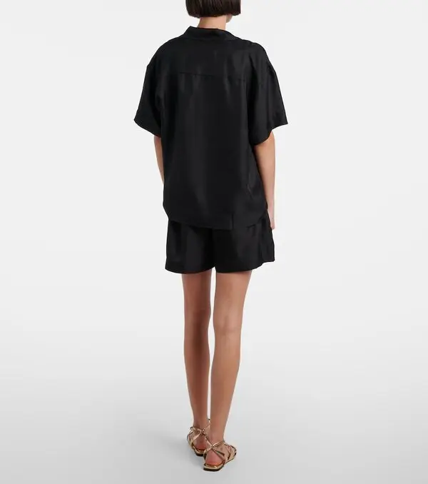Asceno Silk Twill Shirt - Black