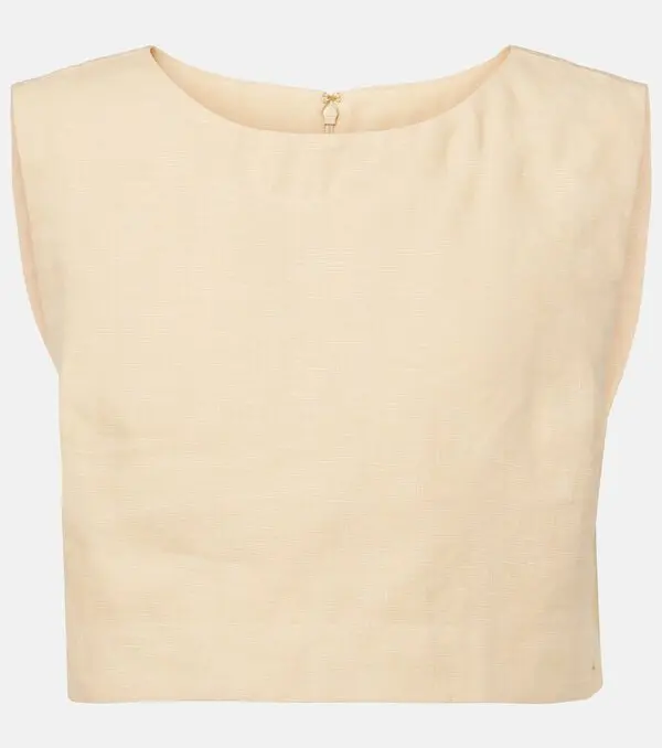 Posse Martina Linen Crop Top - Beige