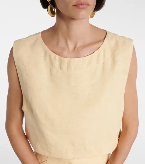Posse Martina Linen Crop Top - Beige