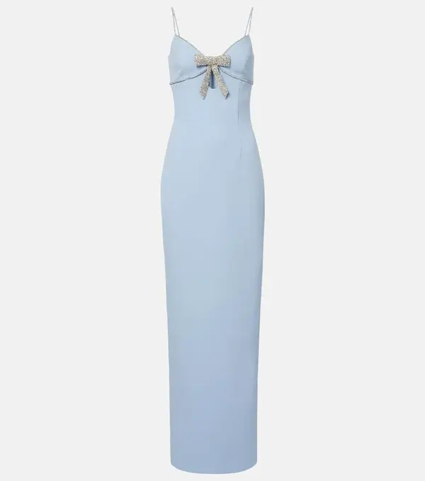 Rebecca Vallance Bow-detail Embellished Crêpe Gown - Blue