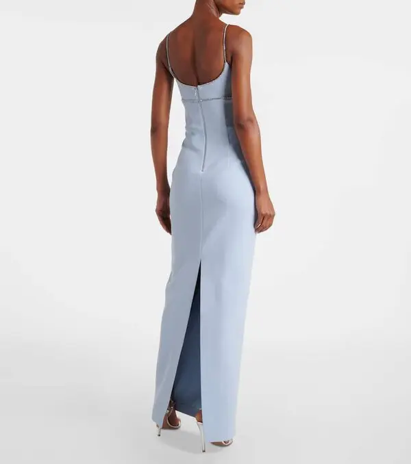 Rebecca Vallance Bow-detail Embellished Crêpe Gown - Blue