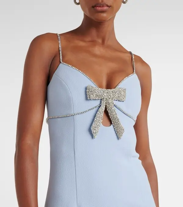 Rebecca Vallance Bow-detail Embellished Crêpe Gown - Blue