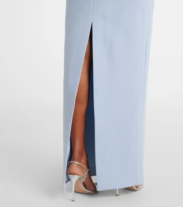 Rebecca Vallance Bow-detail Embellished Crêpe Gown - Blue