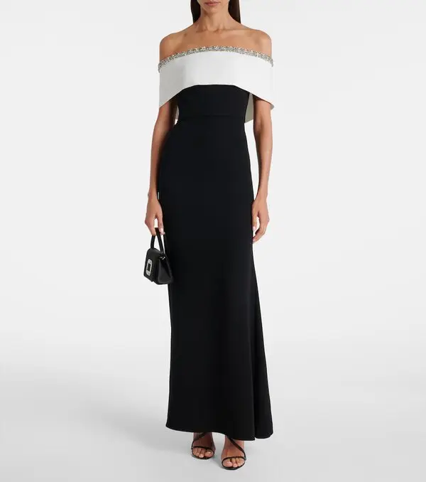 Roland Mouret Embellished Off-shoulder Gown