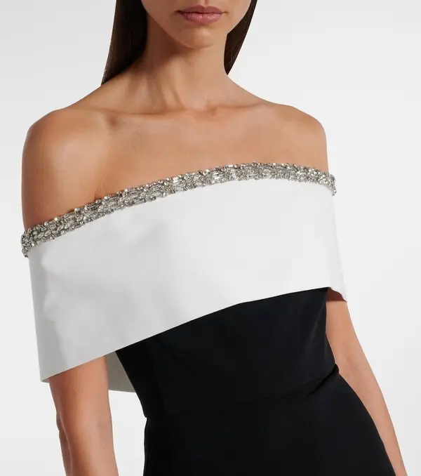 Roland Mouret Embellished Off-shoulder Gown