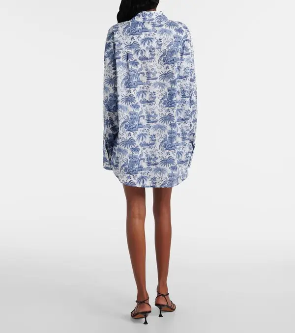 Staud Printed Cotton Voile Shirt - Blue
