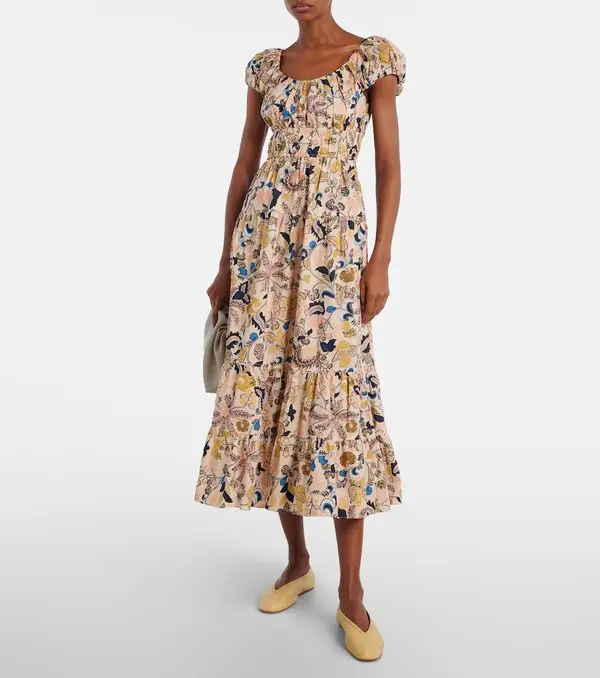 Ulla Johnson Paloma Printed Cotton Poplin Midi Dress
