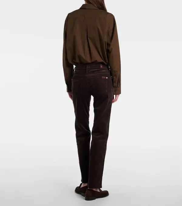 7 For All Mankind Calie Straight Cotton-blend Corduroy Pants - Brown