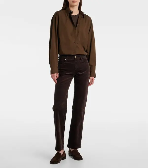 7 For All Mankind Calie Straight Cotton-blend Corduroy Pants - Brown
