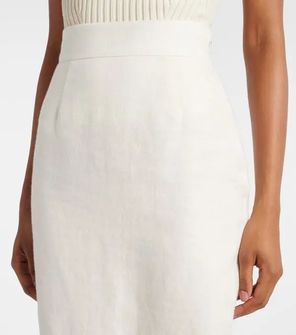 Posse Matilda Tiered Linen Pencil Skirt - White