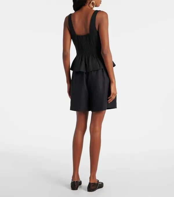 Posse Rosalie Peplum Linen Top - Black