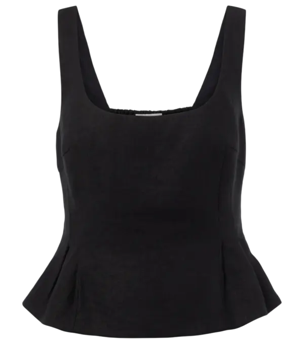 Posse Rosalie Peplum Linen Top - Black