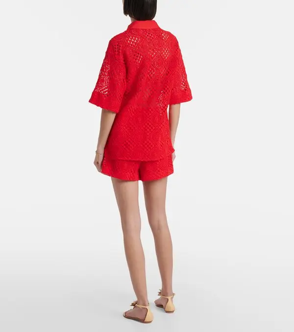 SIR. Rayure Cotton-blend Crochet Shirt