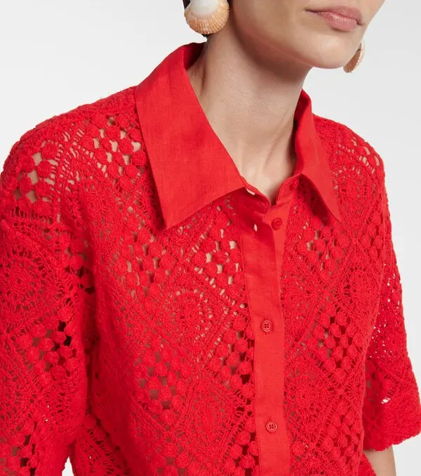 SIR. Rayure Cotton-blend Crochet Shirt