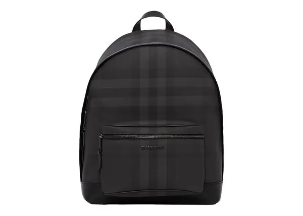 Burberry Check And Leather Backpack - Charcoal