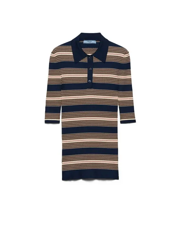 Prada Striped Cotton Polo Shirt - Blue