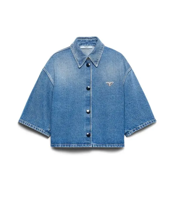 Prada Cropped Denim Shirt - Blue