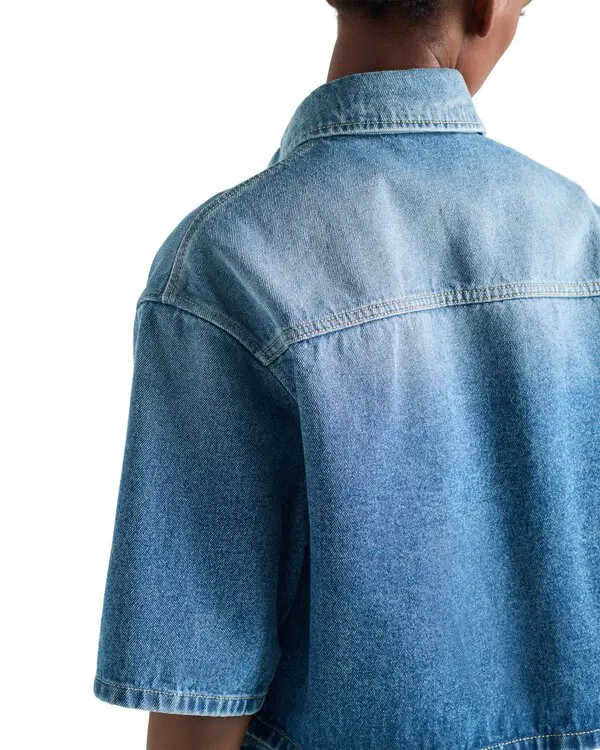 Prada Cropped Denim Shirt - Blue