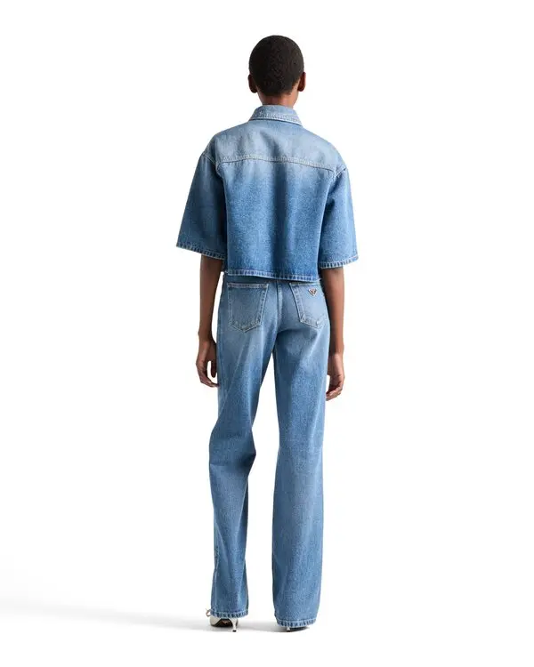 Prada Cropped Denim Shirt - Blue