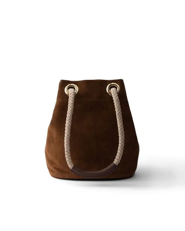 Prada Small Mariner Suede Bucket Bag - Brown