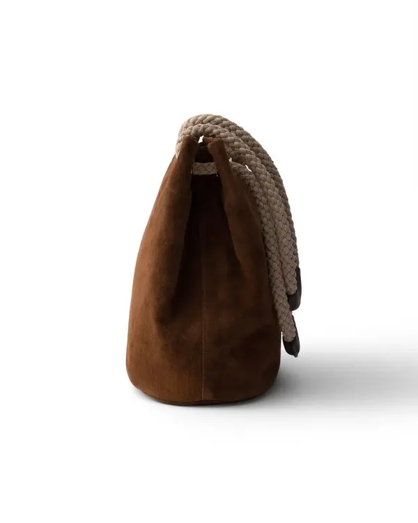 Prada Small Mariner Suede Bucket Bag - Brown