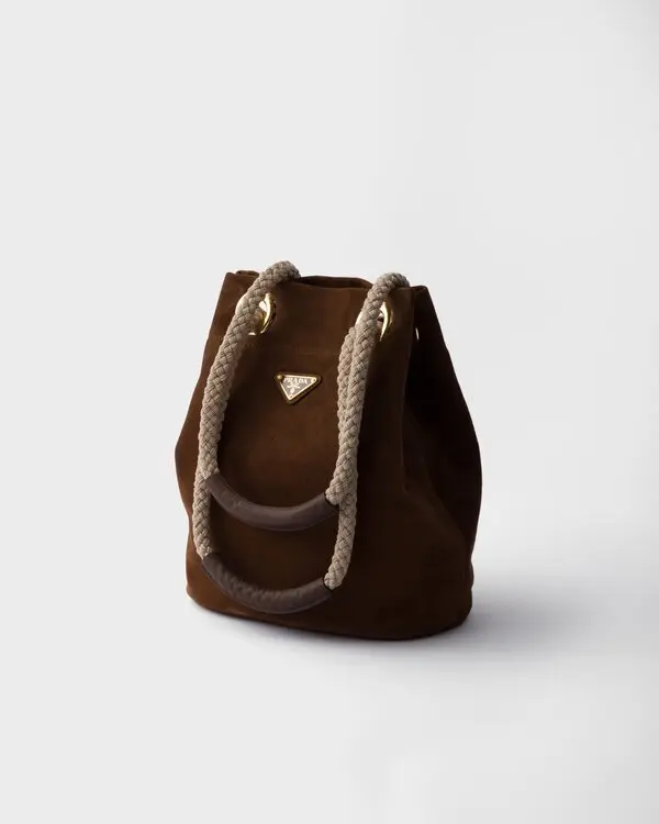 Prada Small Mariner Suede Bucket Bag - Cocoa Brown