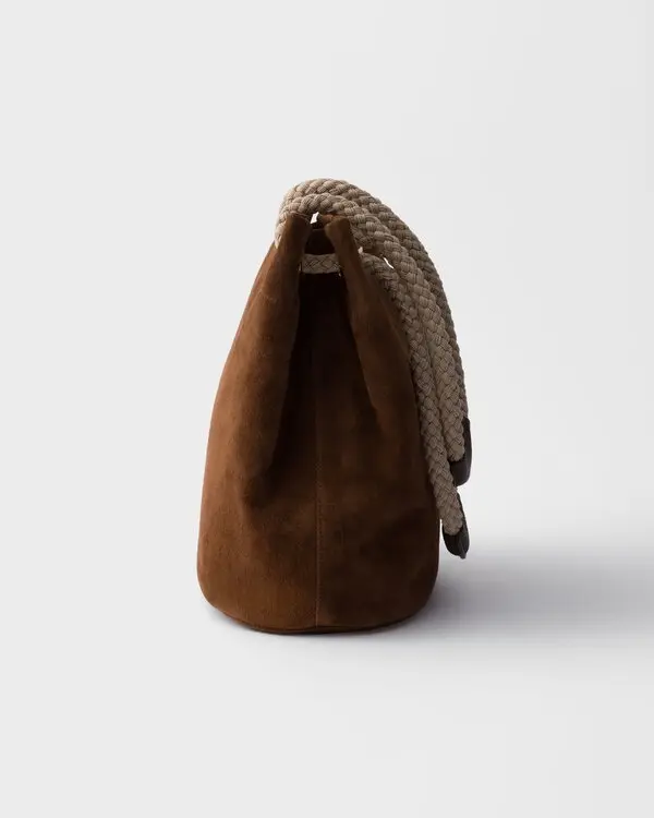 Prada Small Mariner Suede Bucket Bag - Cocoa Brown