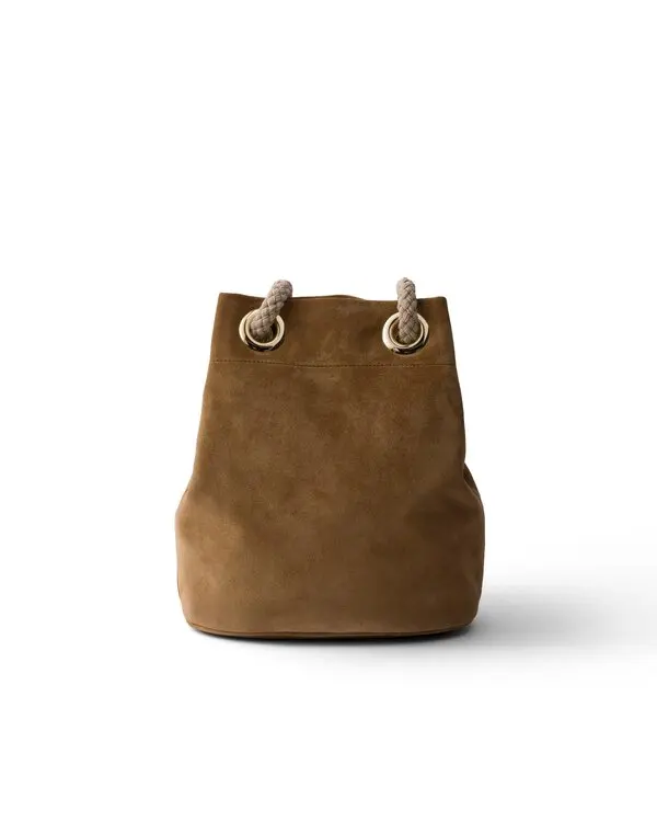 Prada Mariner Small Suede Bucket Bag - Brown