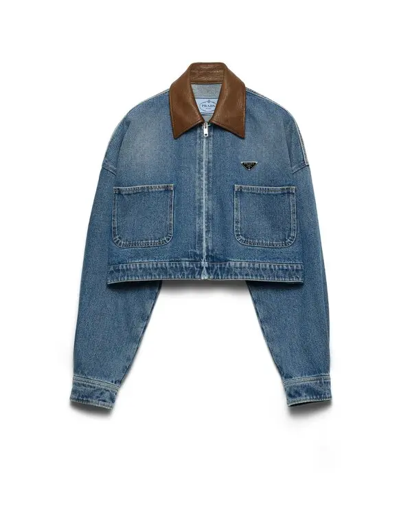 Prada Cropped Denim Jacket - Blue