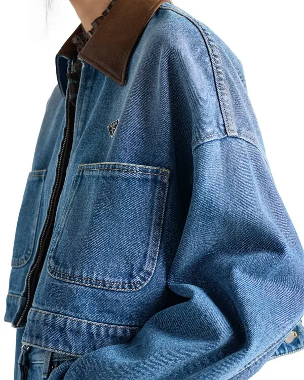 Prada Cropped Denim Jacket - Blue