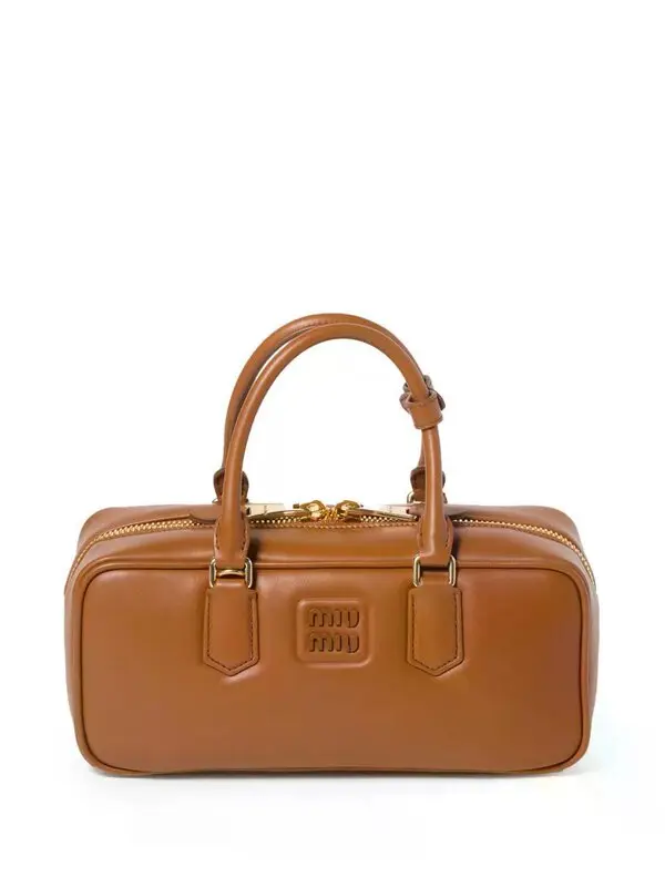 Miu Miu Arcadie Leather Tote Bag - Brown