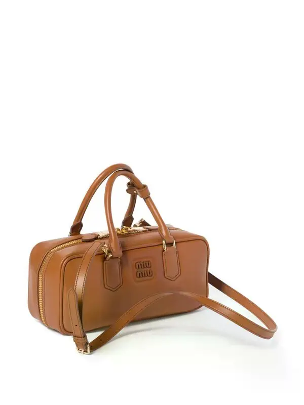 Miu Miu Arcadie Leather Tote Bag - Brown
